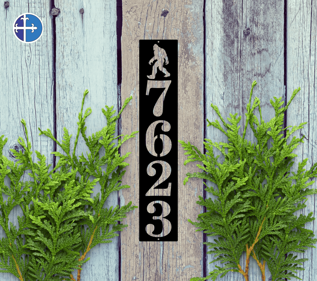 4.5" Sasquatch Vertical Metal Address Sign