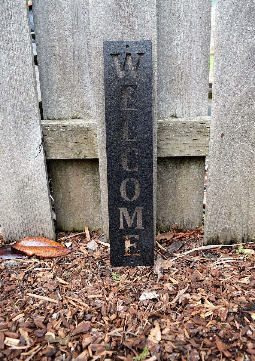 Vertical Metal Welcome Sign