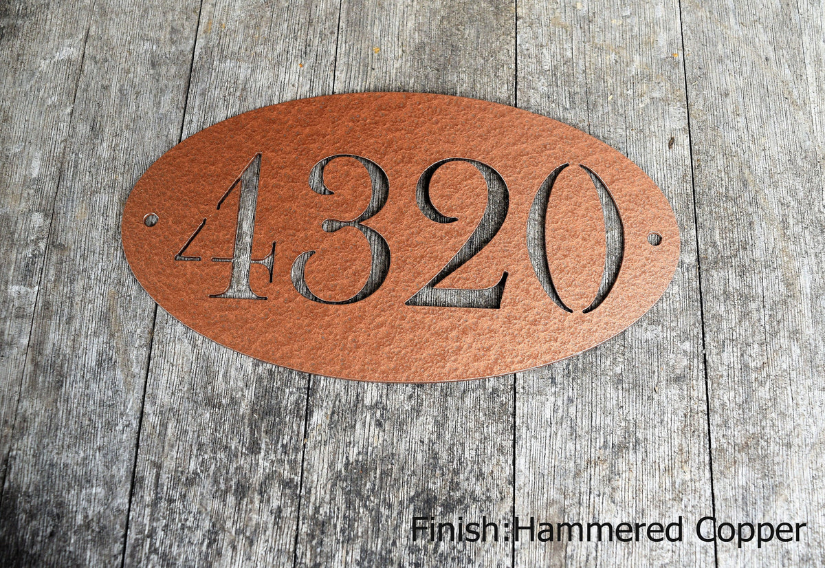 Baskerville Metal Oval Horizontal Address Sign